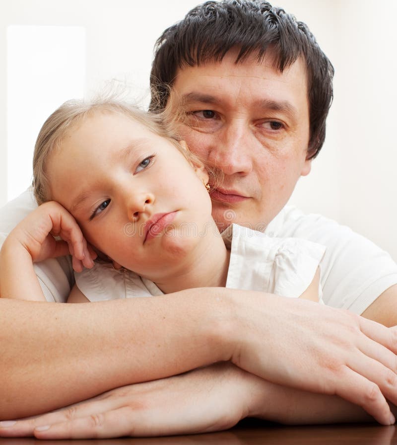 Father Comforts a Sad Child Stock Image - Image of father, sadness ...