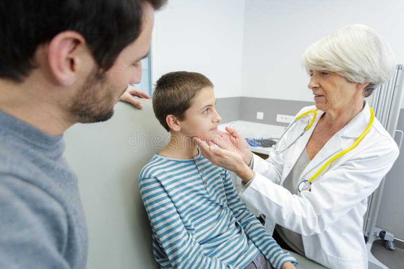 Dad Doctor with Little Boy in Hospital Stock Photo - Image of treatment ...