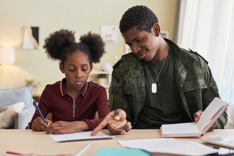 Dad Helping His Daughter with Her Study Stock Image - Image of daughter ...