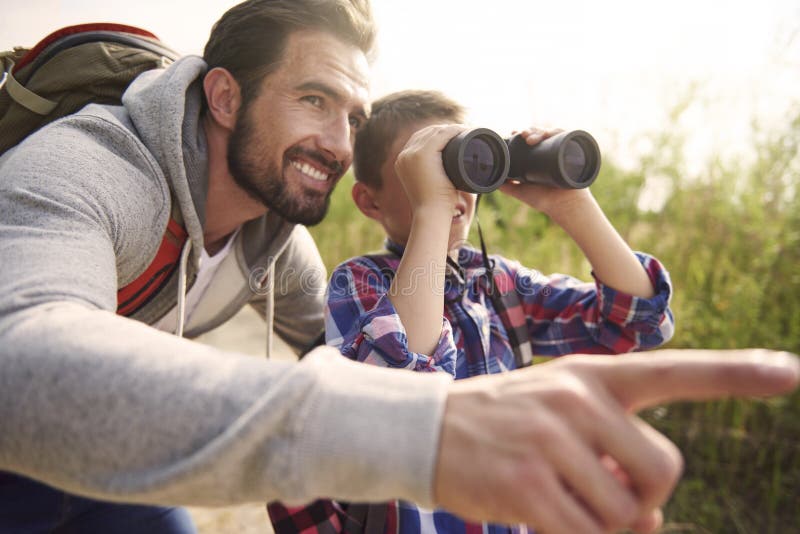 Dad with His Son Exploring New Places Stock Image - Image of checking ...