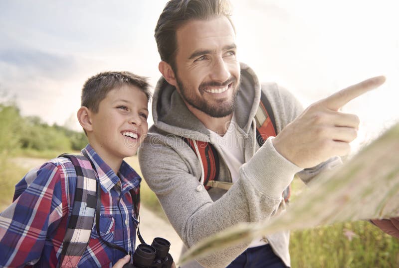 Dad with His Son Exploring New Places Stock Photo - Image of bonding ...