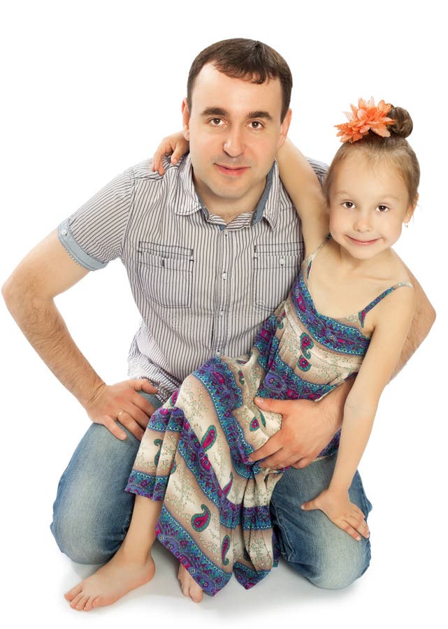 Dad hugging daughter stock photo. Image of portrait, adult - 76815954