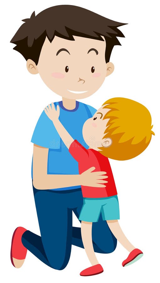 Dad hugging his son stock vector. Illustration of love - 124390889