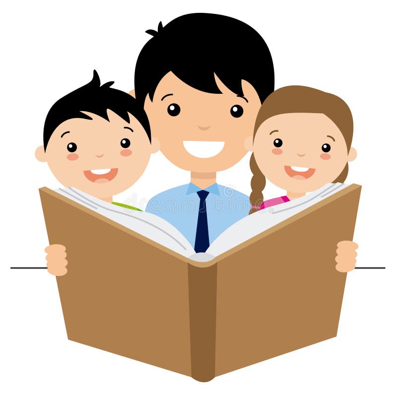 Dad reading a story stock vector. Illustration of education - 95450227