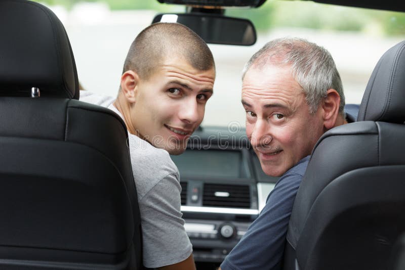 Dad and son reversing car stock photo. Image of caucasian - 202175750