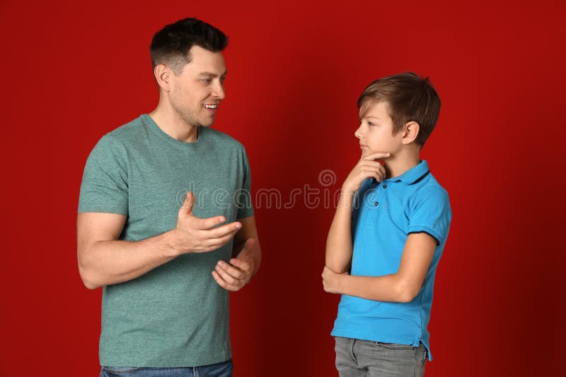 Father Tween Son Talking Stock Photos - Free & Royalty-Free Stock ...