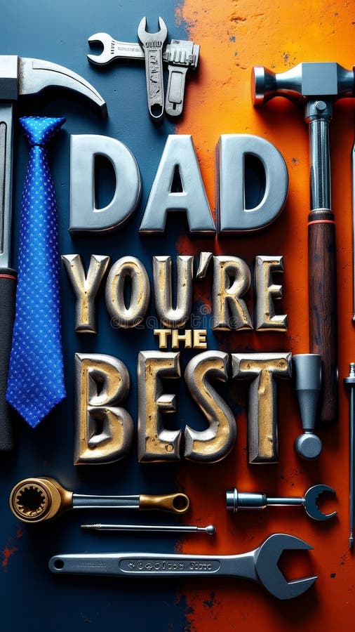 Dad, You Re the Best Text with Tools and Tie Stock Image - Image of ...
