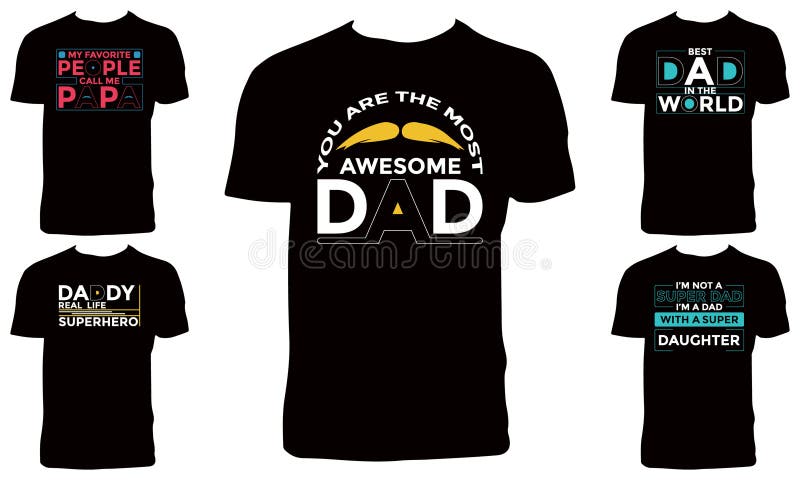 Daddy Typography T Shirt Design Bundle Stock Vector - Illustration of ...