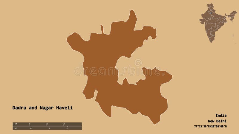 Dadra and Nagar Haveli Red Highlighted in Map of India Stock ...