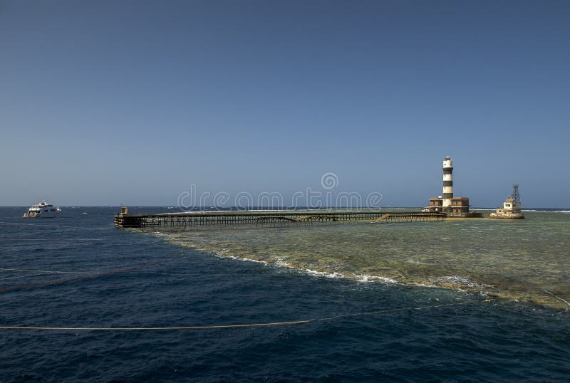 Daedalus Reef and Lighthouse in the Middle of the Red Sea Stock Photo ...