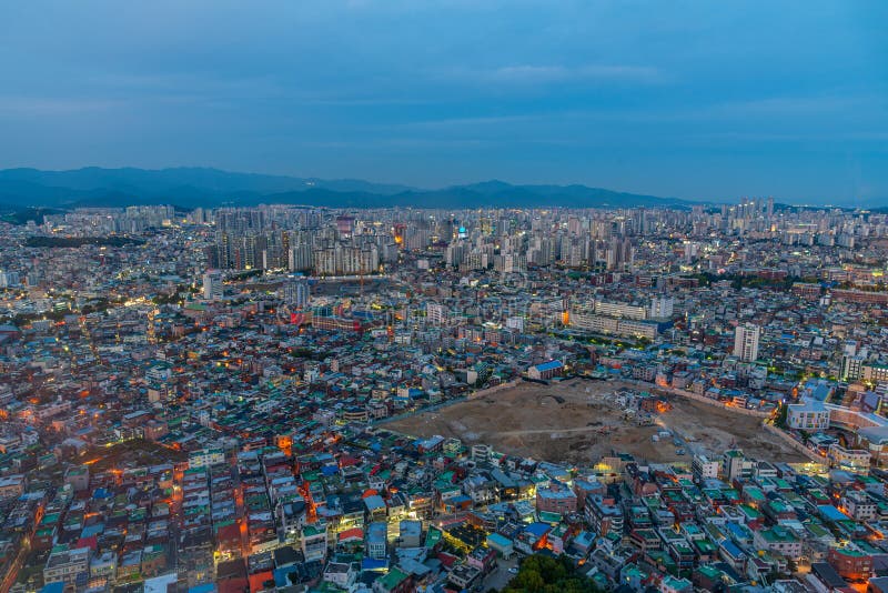 DAEGU, KOREA, OCTOBER 28, 2019: Night Aerial View of Downtown Daegu ...
