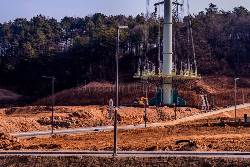 Construction of Structure Underneath Large Power Transfer Tower ...