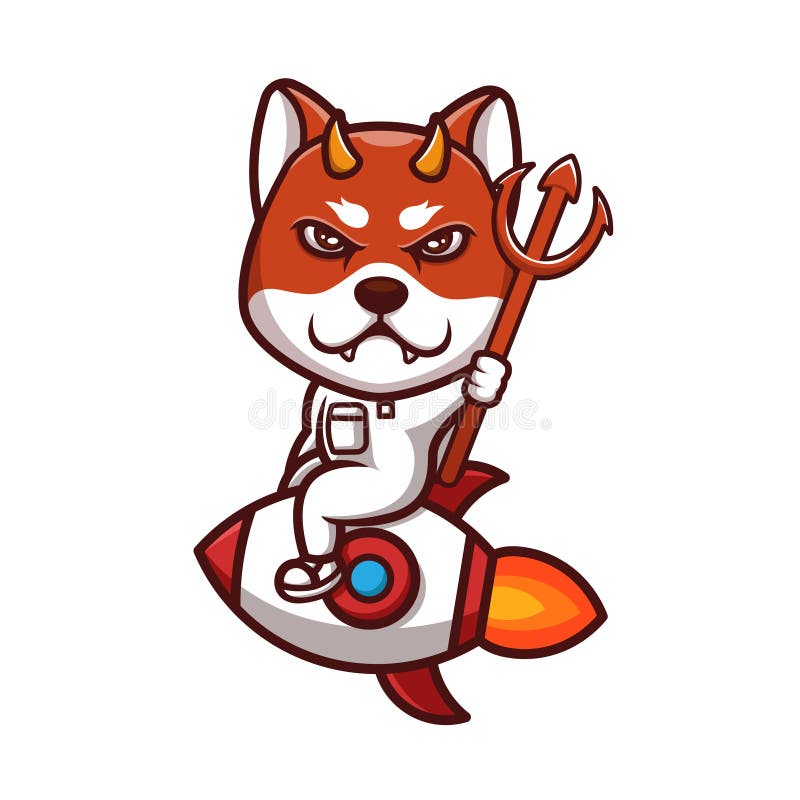 Daemon Doge Ridding Rocket stock vector. Illustration of icon - 237453307