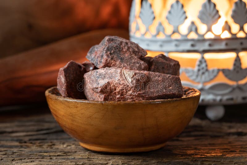 Daemonorops Draco, or Dragon`s Blood Dried Resin in a Bowl Stock Photo ...