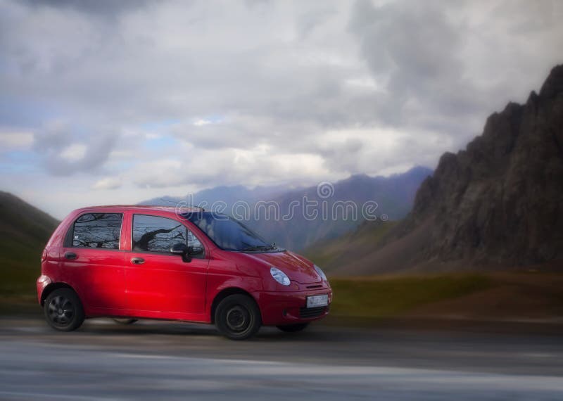 Daewoo small red car. stock image. Image of white, view - 175116717