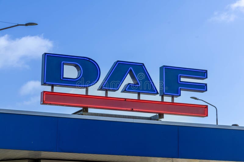 DAF Logo Sign with Neon on the Building Editorial Image - Image of ...