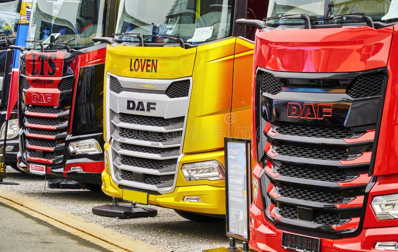 DAF Trucks in a Line in the Front View Editorial Stock Photo - Image of ...