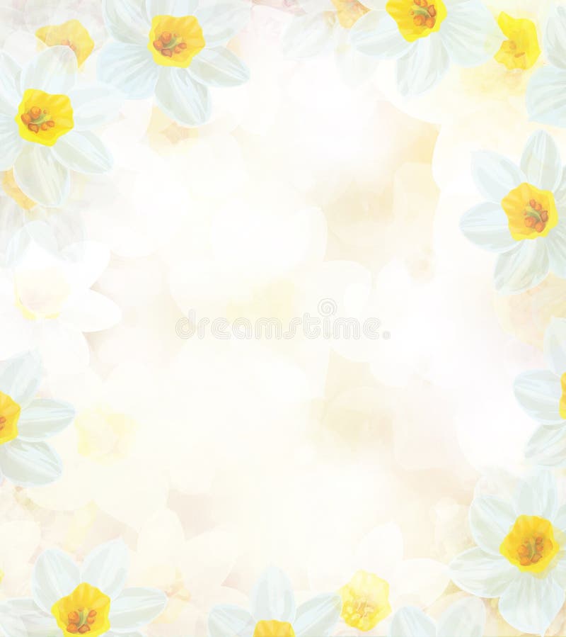 Daffodil Flowers Abstract Background. Floral Frame. Illustration Stock ...