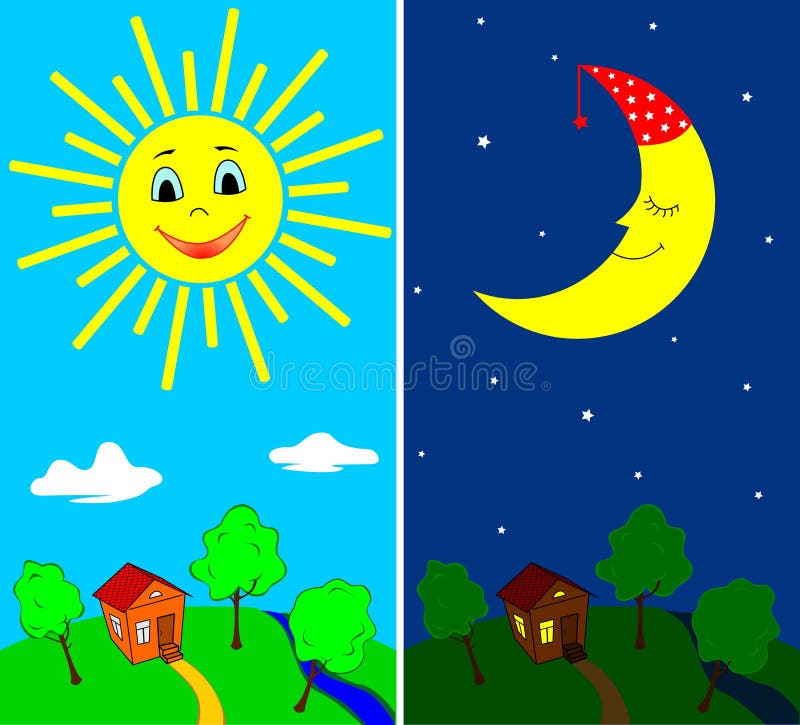Dag en nacht vector illustratie. Illustration of beeldverhaal - 20502236 Dag en nacht vector illustratie. Illustration of beeldverhaal - 20502236