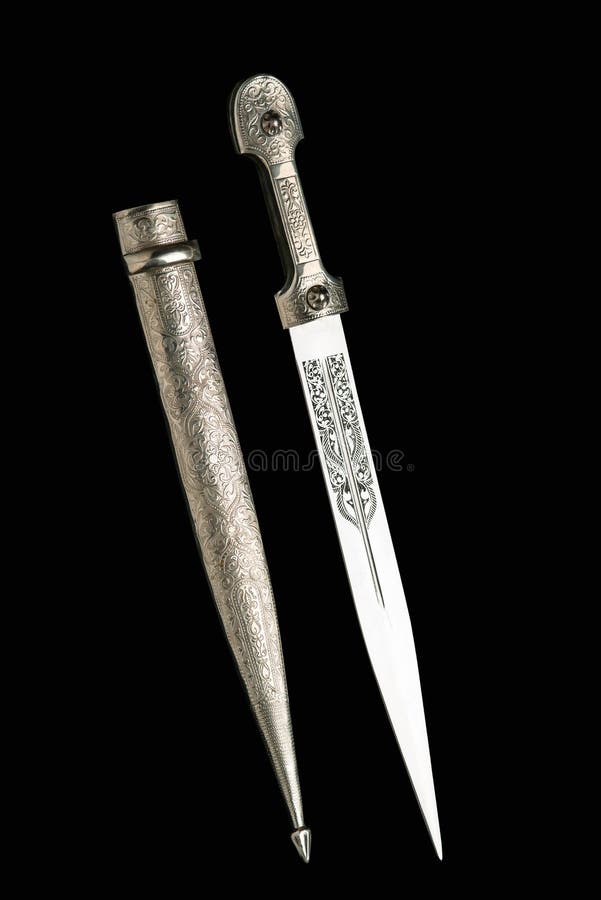Daga Oriental En Un Fondo Negro Imagen de archivo - Imagen de daga ...