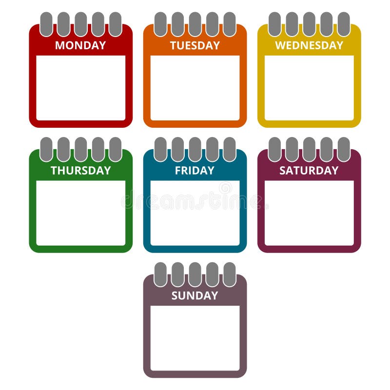 Dagen Van De Week, Kalenderbladen Met De Dagen Van De Week Vector ...