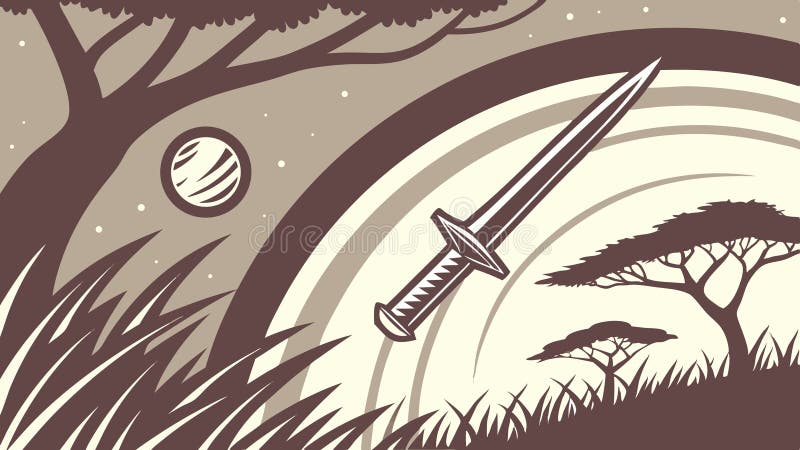 Dagger in Cosmic Desert with Planets, Vector Design Generative AI Stock ...