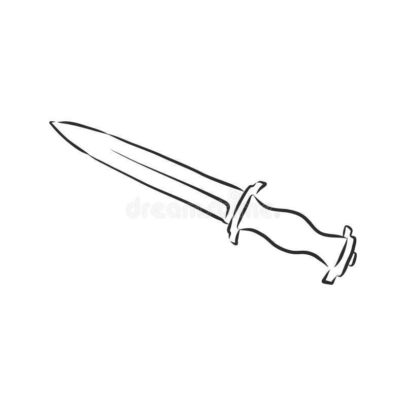 Dagger Doodle Style Sketch Illustration Hand Drawn Vector. Dagger ...