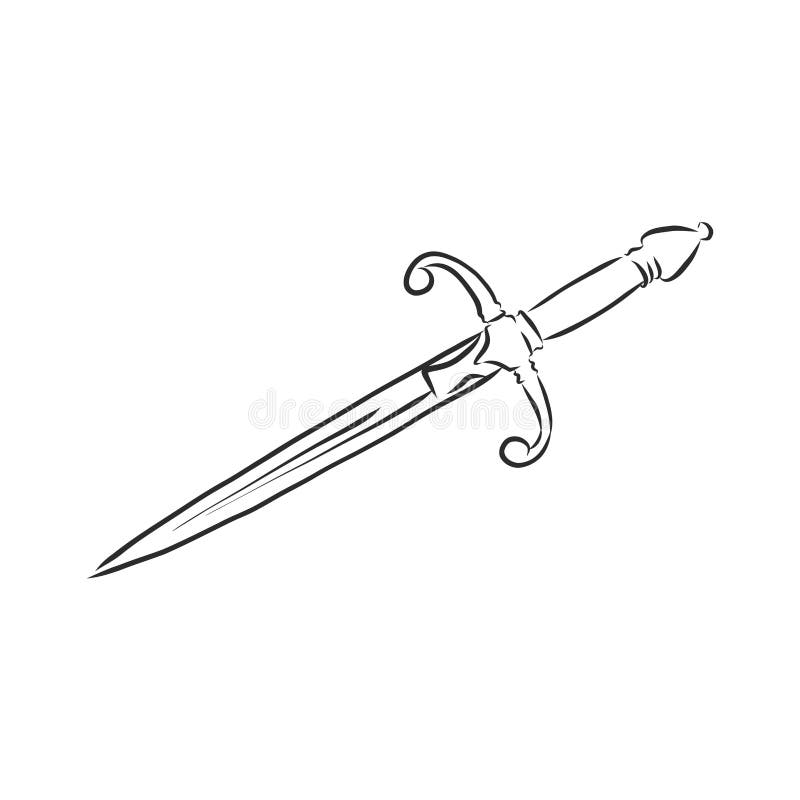 Set Dagger Doodle Style Sketch Illustration Hand Drawn Vector. Dagger ...