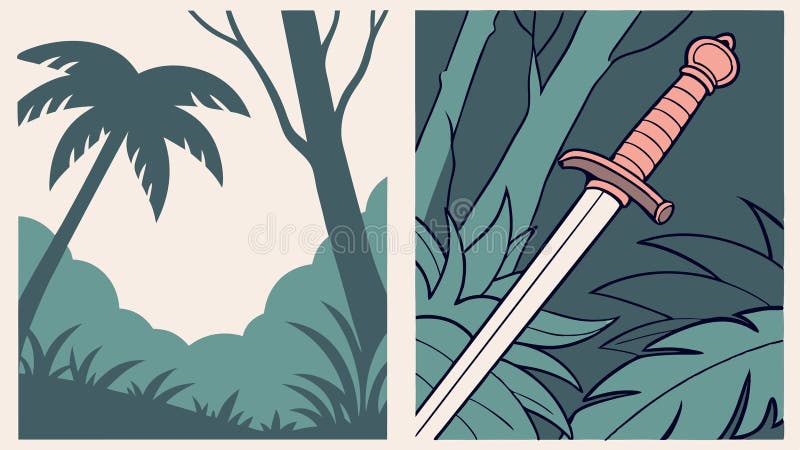 Dagger in Forest, Ancient Blade Vector Illustration Generative AI Stock ...