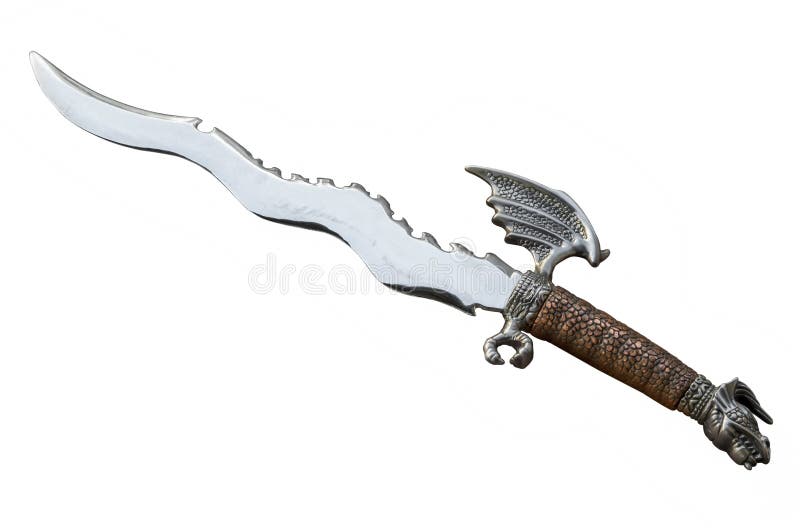 Fantasy Dragon Dagger Isolated Over White Stock Photo - Image of ...
