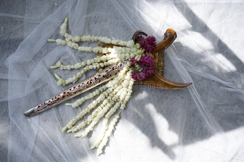 A Dagger with Jasmine Flowers. Stock Image - Image of jewellery, asian ...