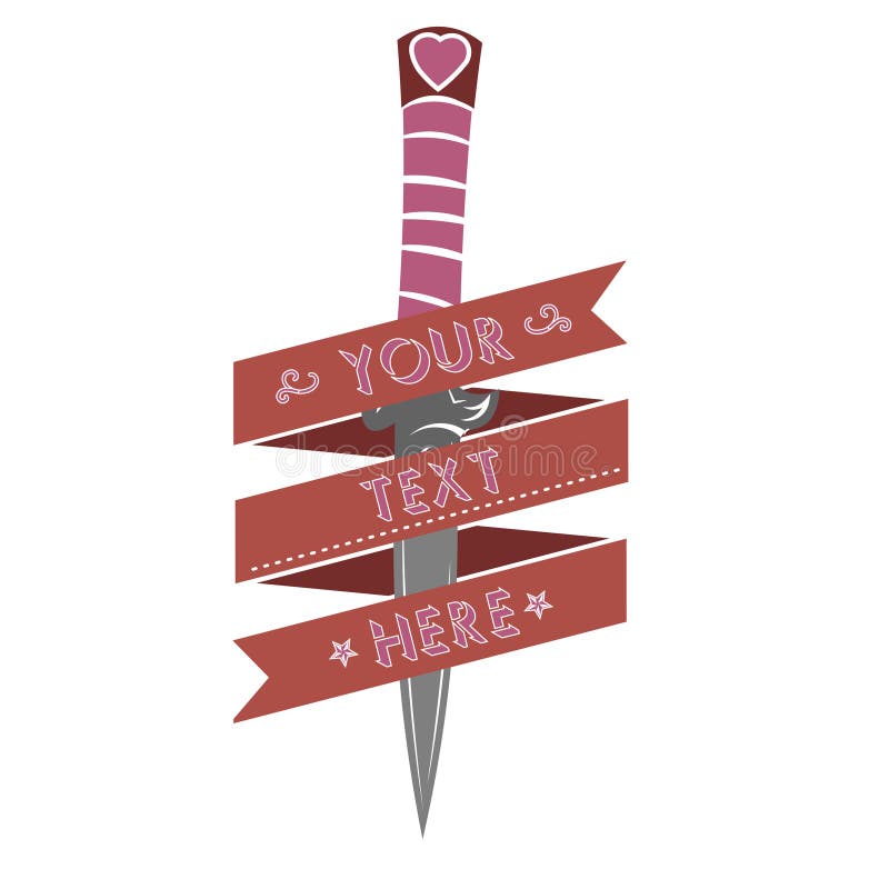 Dagger and Ribbon for Logo or Slogan Stock Vector - Illustration of ...