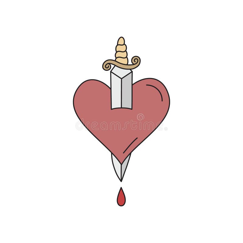 Dagger Stabbed in the Heart Vector Illustration Stock Vector ...