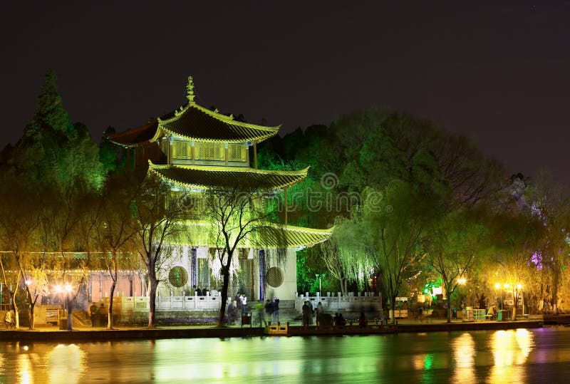Daguan Lou, Chinese Buddhist Temple Stock Image - Image of evening ...