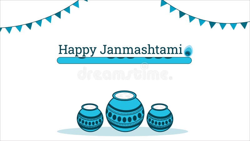 Dahi Handi Decorated with Traditional Patterns with Bansuri on Flat ...