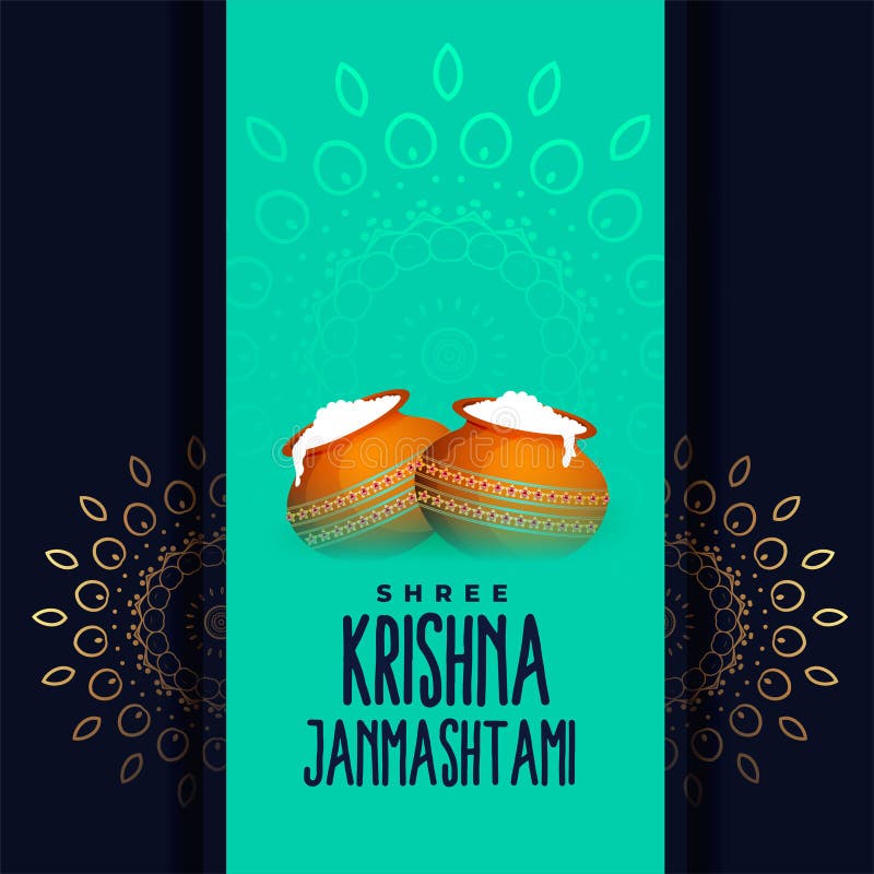 Dahi Handi Design for Shree Krishna Janmashtami Stock Vector ...