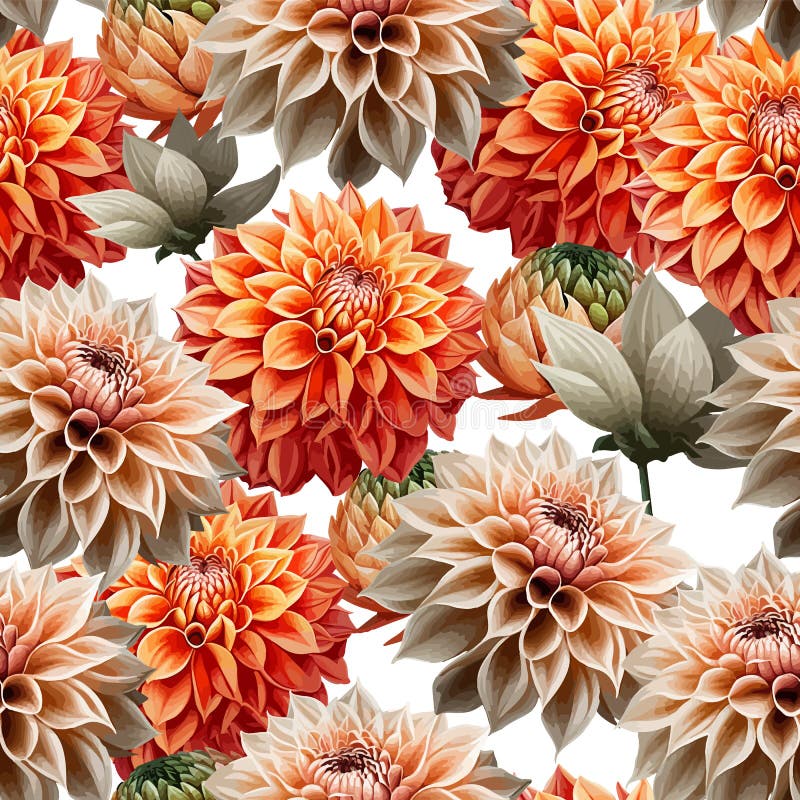 Dahlia Seamless Floral Pattern. Vector Stock Illustration Eps10. Stock ...