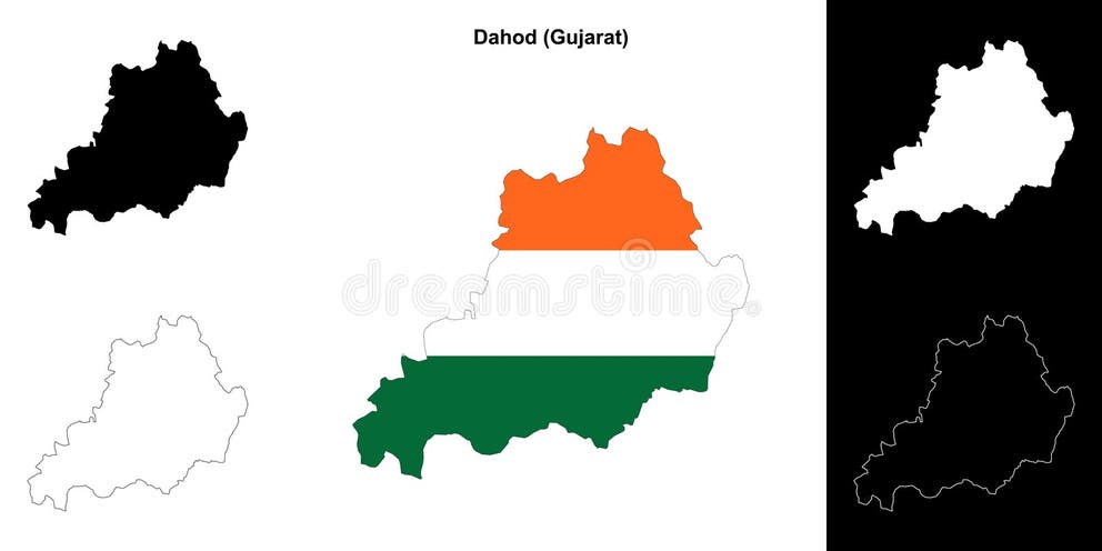 Dahod outline map stock vector. Illustration of districts - 368826474