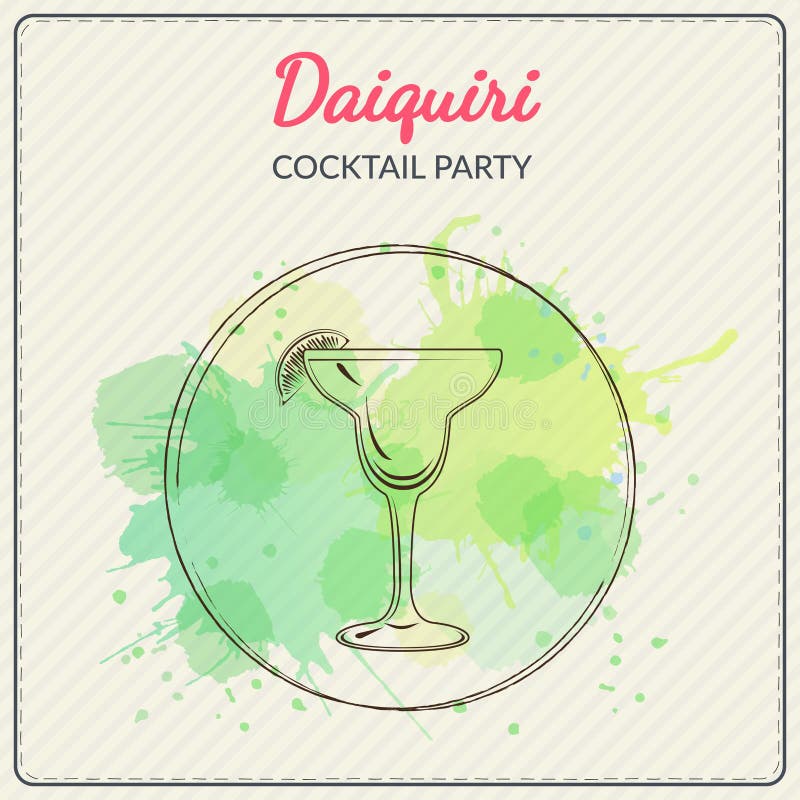 Daiquiri. Hand Drawn Vector Illustration of Cocktail. Colorful ...