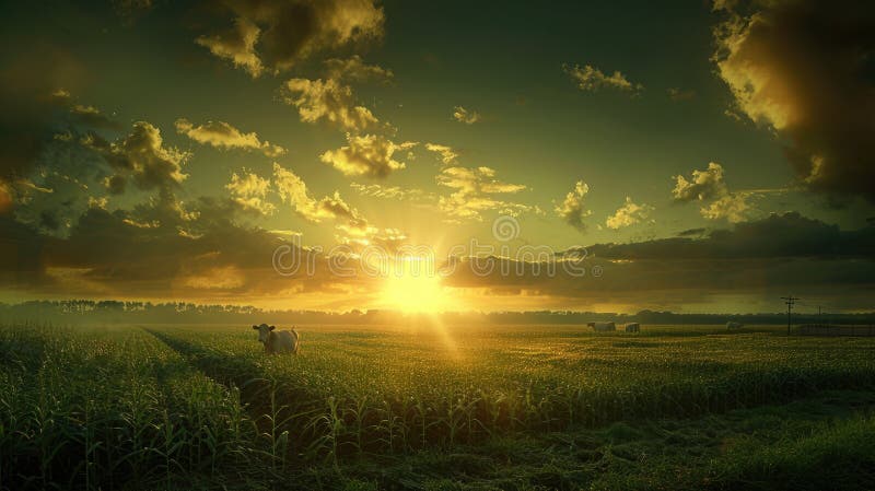 Dairy Cows on a Farm Eating Corn, Showcasing the Use of Corn To Feed ...