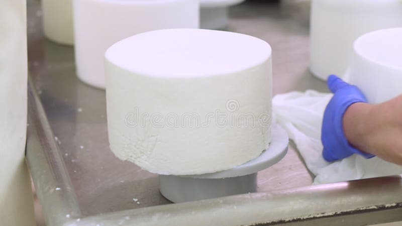 Cheese Making Process, Cheese in Liquid Suction Chambers Stock Footage ...