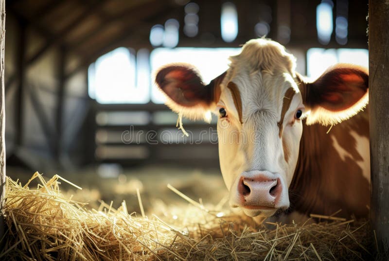 Dairy farm cows in a barn stock illustration. Illustration of barn ...