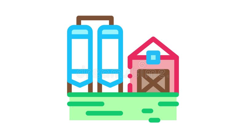 Farm Building Color Icon Animation Stock Footage - Video of municipal ...