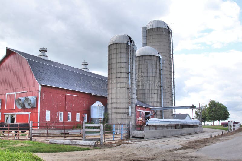 Dairy Farm with Three Silos Stock Image - Image of summertime ...