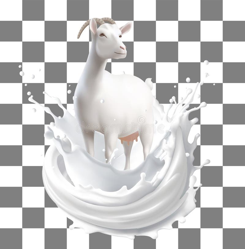 Dairy Poster. Milk Products Goat and Splash of Milk As a 3d Vector ...