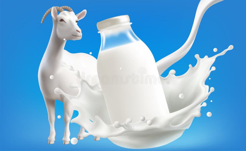 Dairy Poster. Milk Products Goat and Splash of Milk As a 3d Vector ...