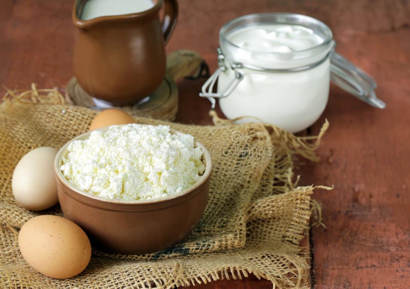 Dairy Product Organic Cottage Cheese Stock Photo - Image of rustic ...