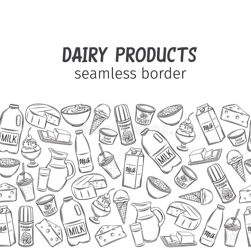 Dairy Product Seamless Pattern Stock Vector Illustration Of Glass