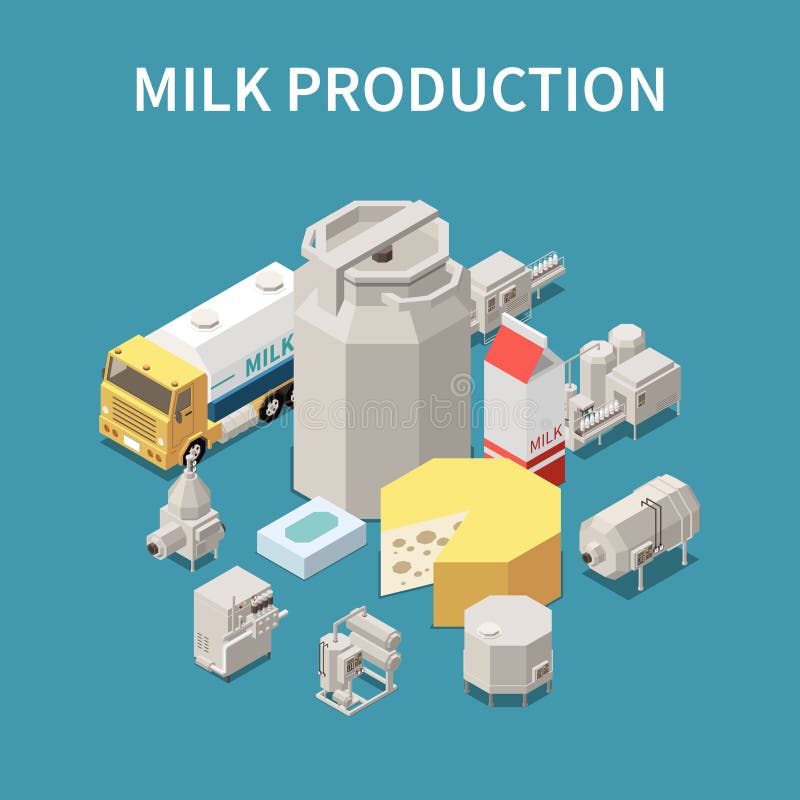 Dairy Production Cartoon Icons Set Stock Vector - Illustration of ...