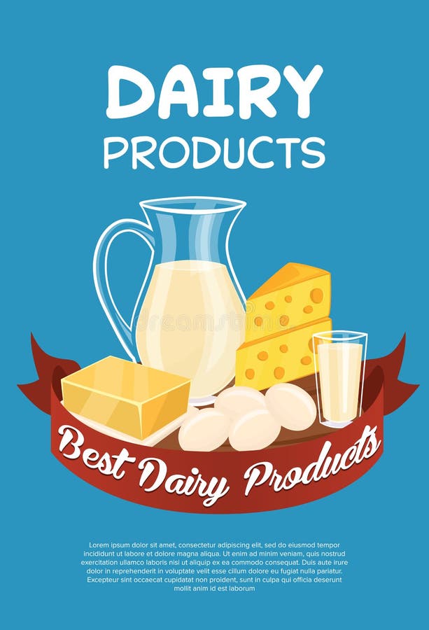 Dairy Products Vector Poster Template Stock Vector - Illustration of ...